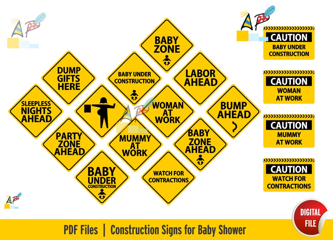 Construction Themed Baby Shower Signs. DIY Digital File / Printable. - Etsy