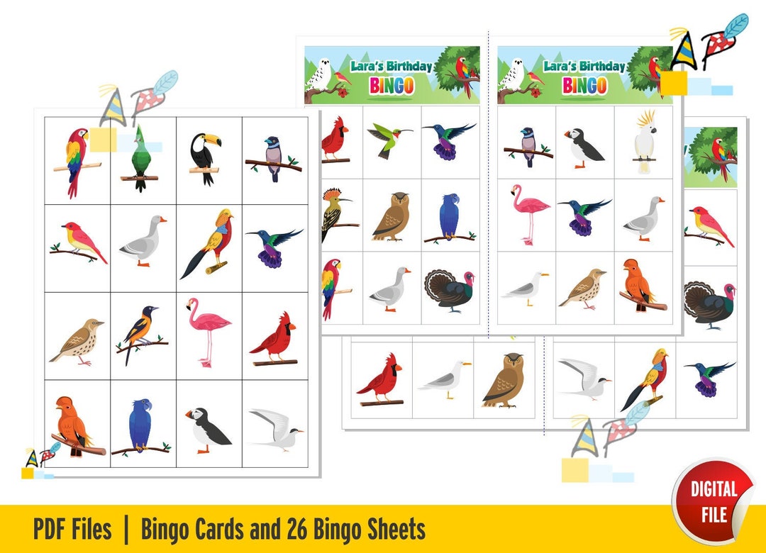 Birds Bingo Party Game. DIY Digital File / Printable. - Etsy