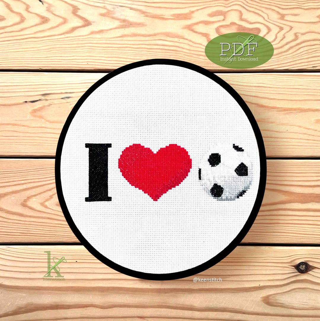I Heart Soccer a Football Cross Stitch Pattern PDF, Heart, Soccer Ball ...