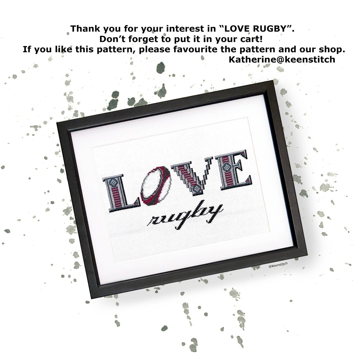 Love Rugby a Rugby Cross Stitch Pattern PDF, Rugby Ball, Gift for Rugby ...