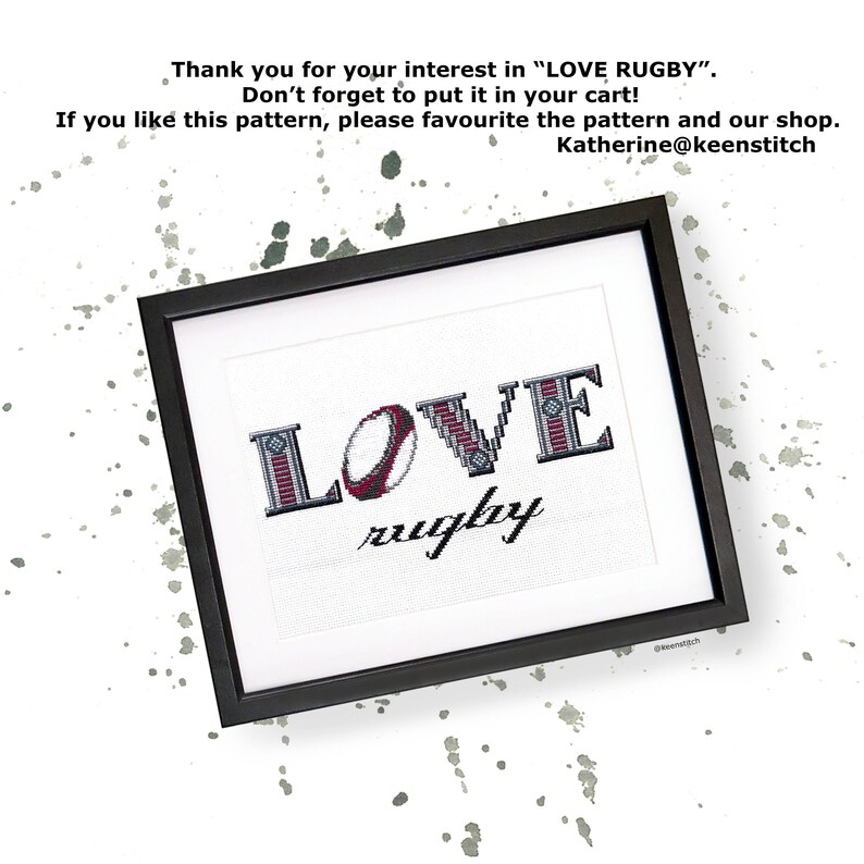 Love Rugby a Rugby Cross Stitch Pattern PDF, Rugby Ball, Gift for Rugby ...