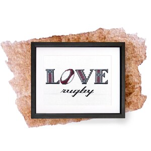 Love Rugby a Rugby Cross Stitch Pattern PDF, Rugby Ball, Gift for Rugby ...