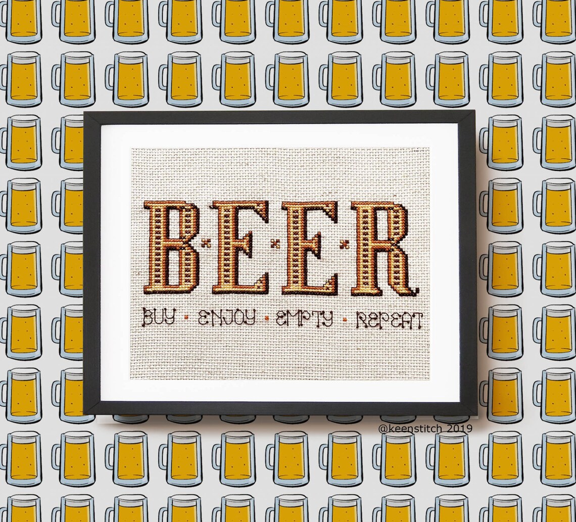 Beer Beer Themed Cross Stitch Pattern PDF. Dad Men Father | Etsy