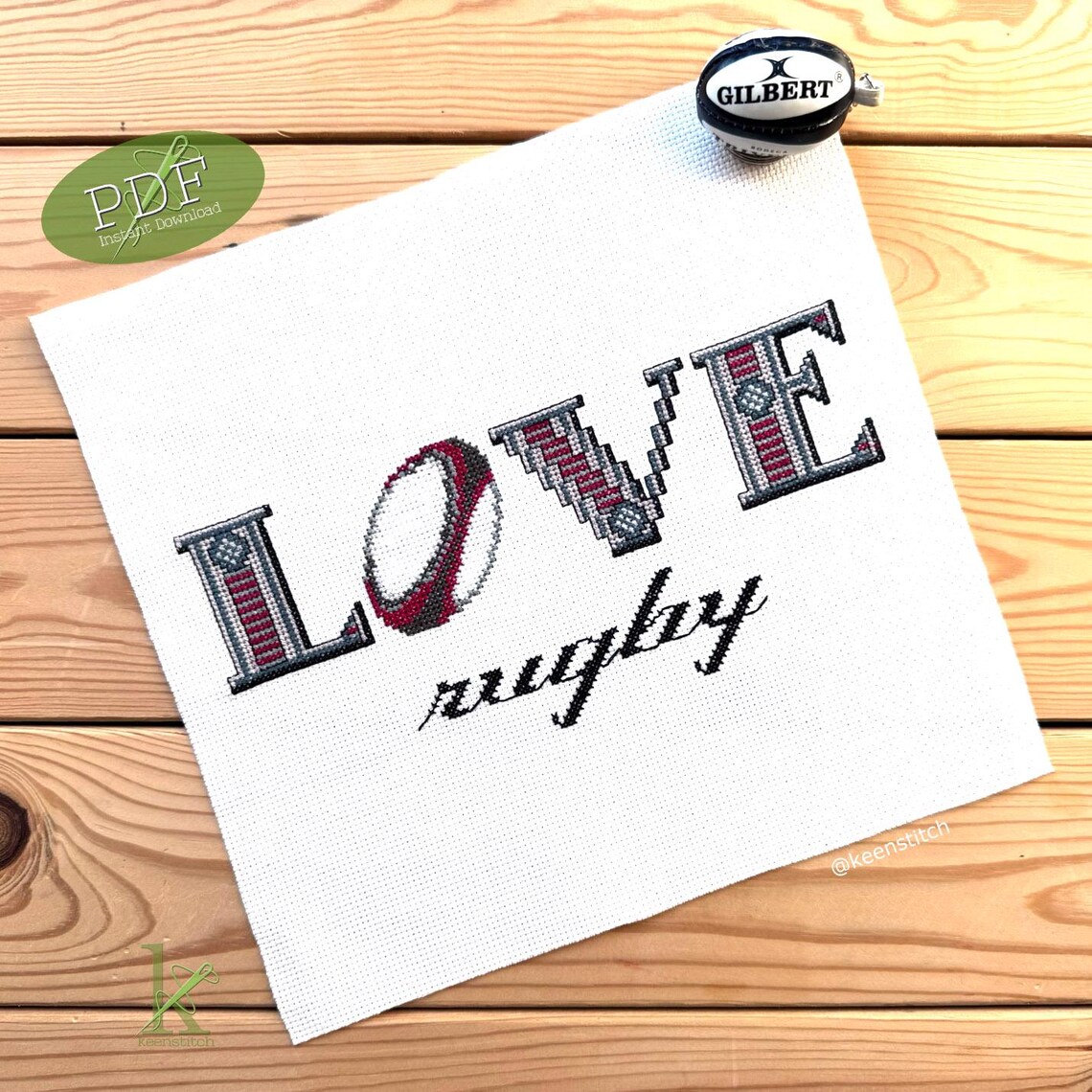 Love Rugby a Rugby Cross Stitch Pattern PDF, Rugby Ball, Gift for Rugby ...