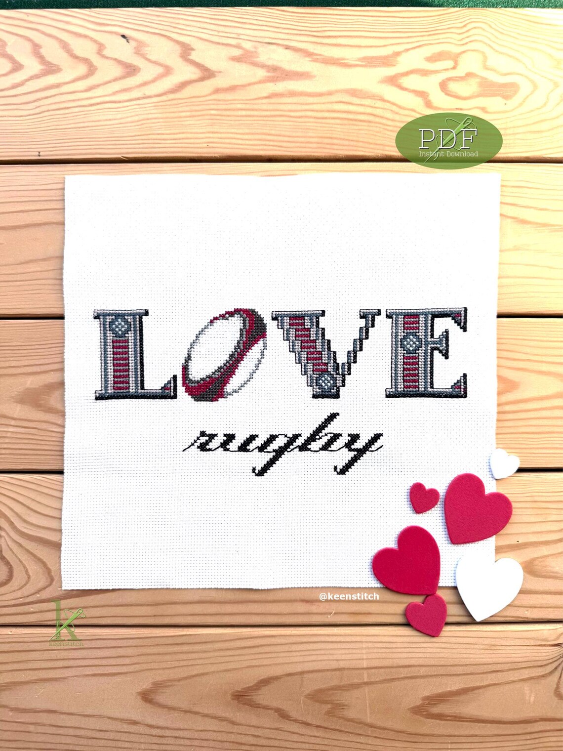 Love Rugby a Rugby Cross Stitch Pattern PDF, Rugby Ball, Gift for Rugby ...