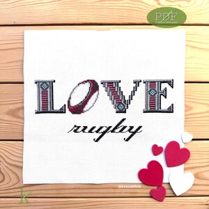 Love Rugby a Rugby Cross Stitch Pattern PDF, Rugby Ball, Gift for Rugby ...