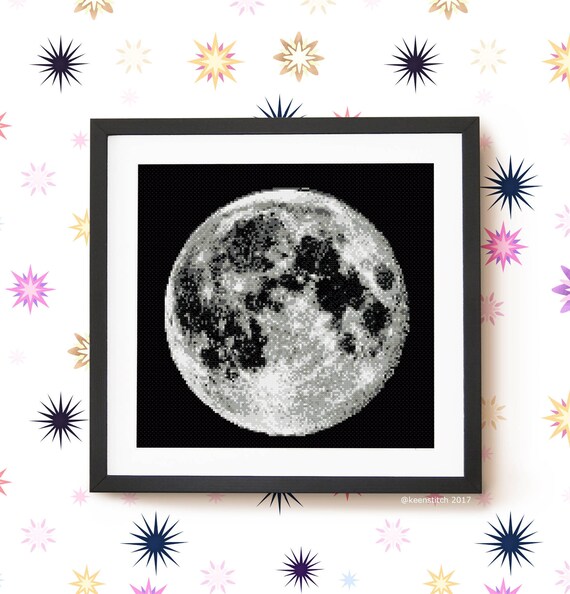 Full Moon Lunar Cross Stitch Pattern PDF Photographic Moon - Etsy