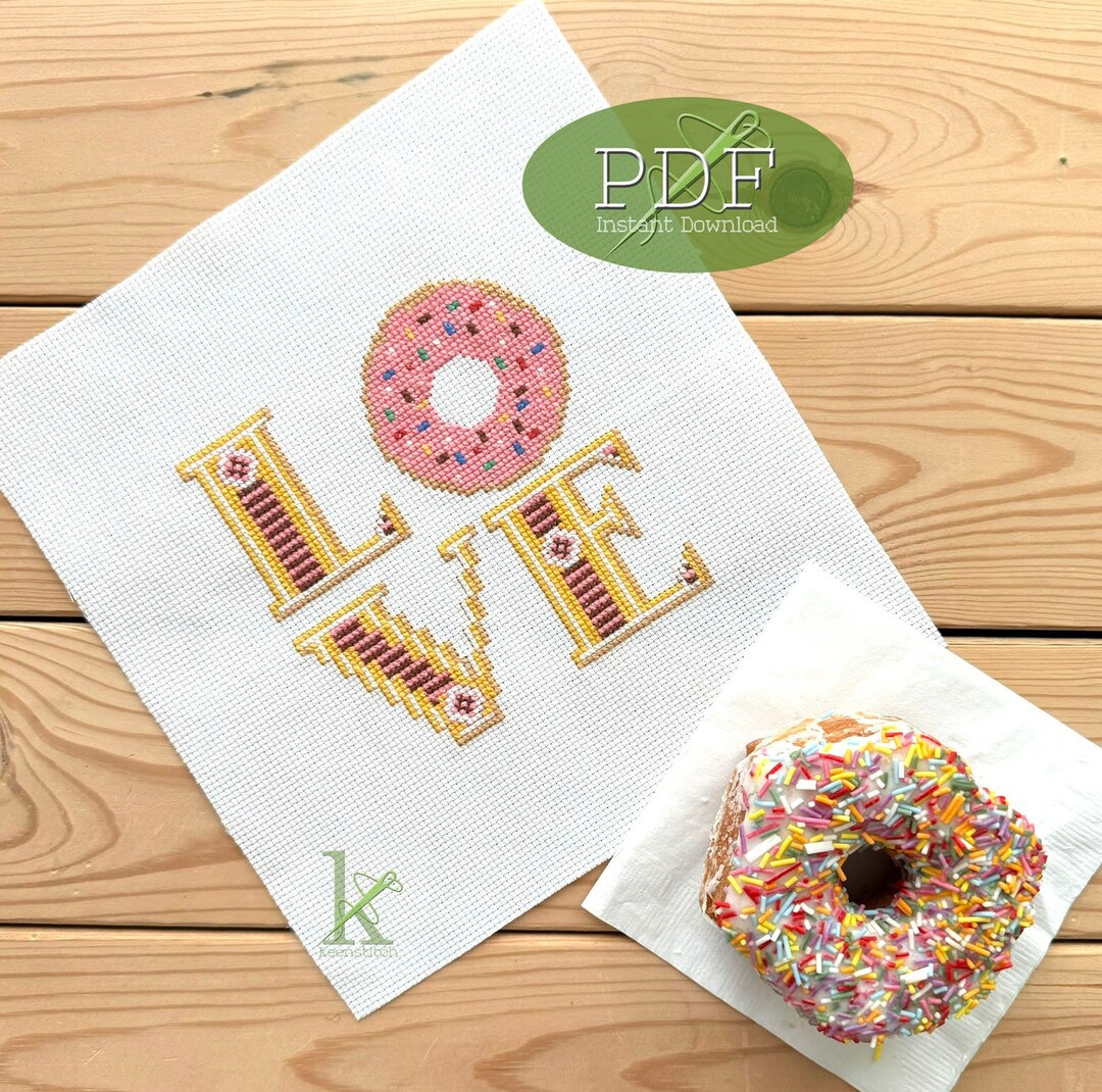 Donut Love a Silly Cross Stitch Pattern PDF, Doughnut Cross Stitch ...