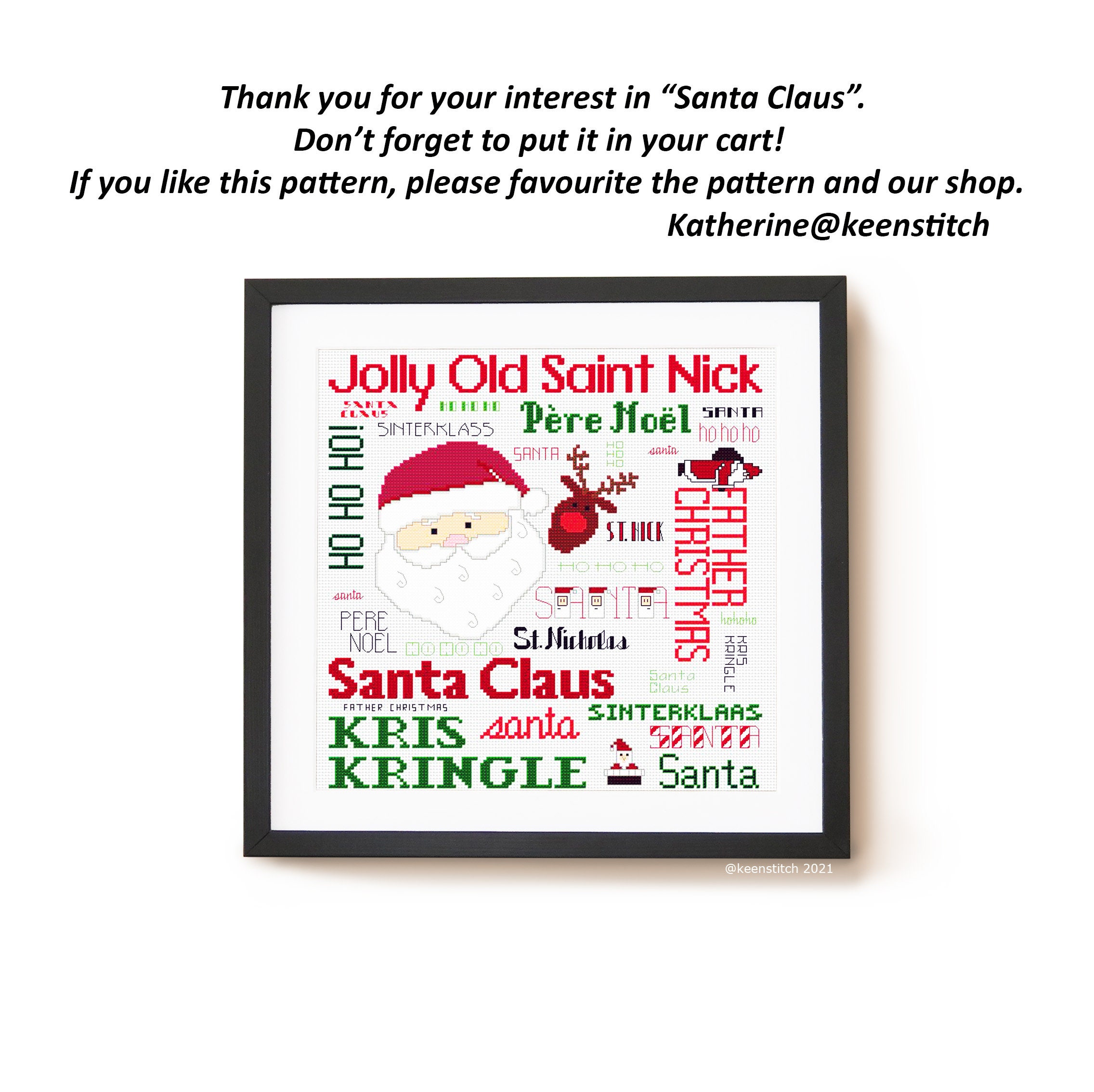 Santa Claus Modern Christmas Cross Stitch Pattern PDF - Etsy