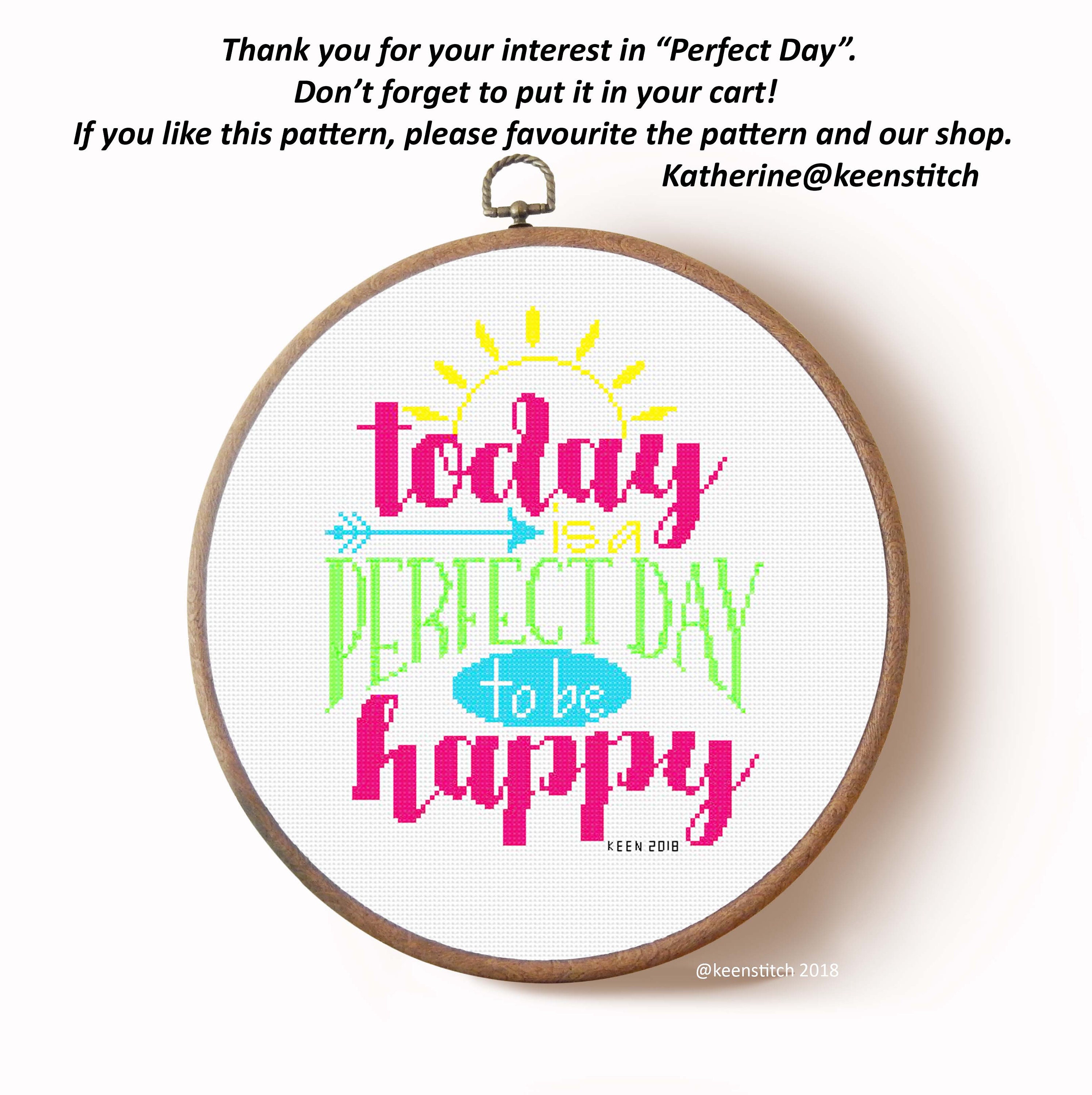 Perfect Day Happy Cross Stitch Pattern PDF Positive | Etsy