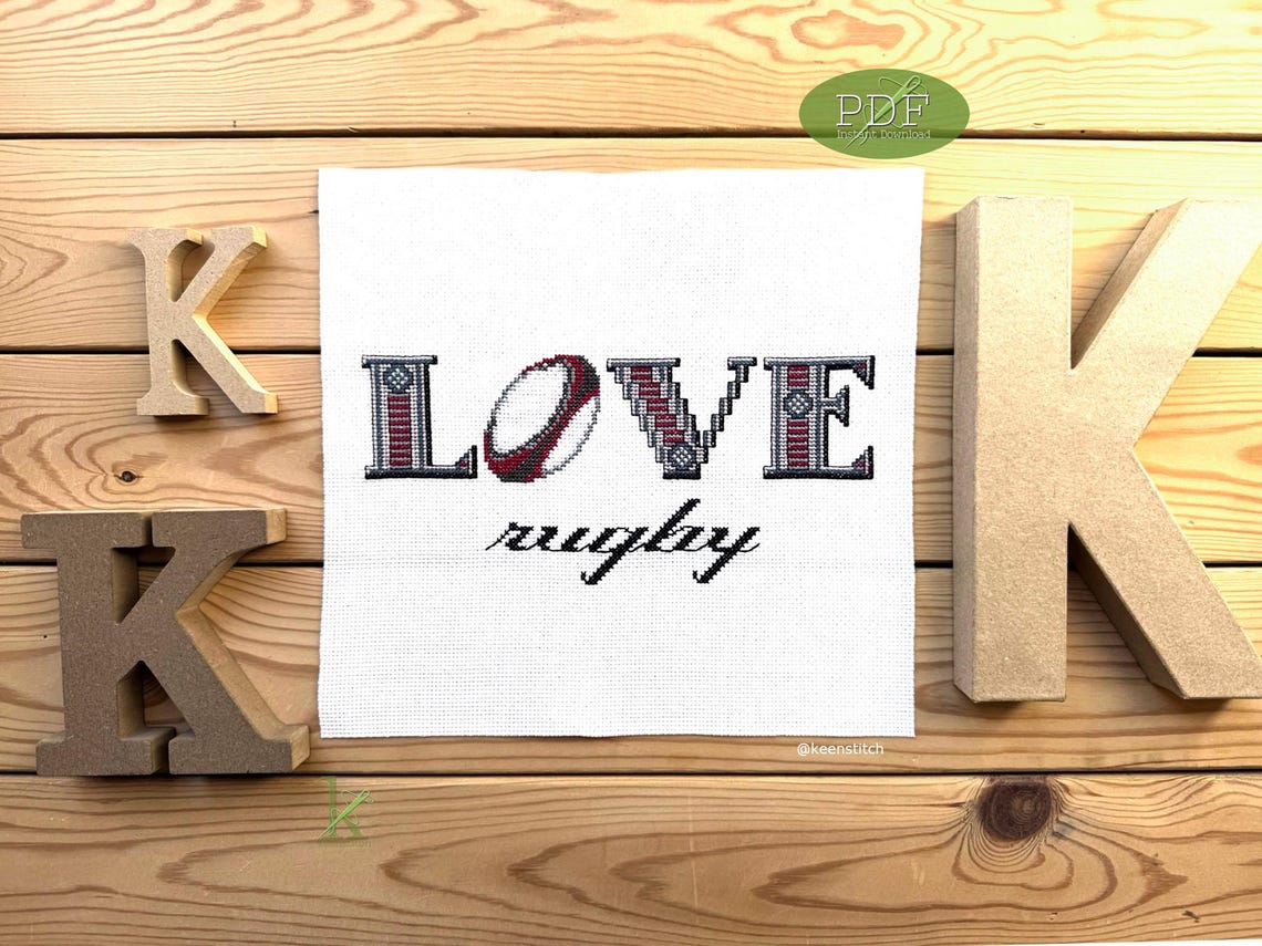 Love Rugby a Rugby Cross Stitch Pattern PDF, Rugby Ball, Gift for Rugby ...