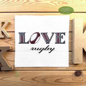 Love Rugby a Rugby Cross Stitch Pattern PDF, Rugby Ball, Gift for Rugby ...