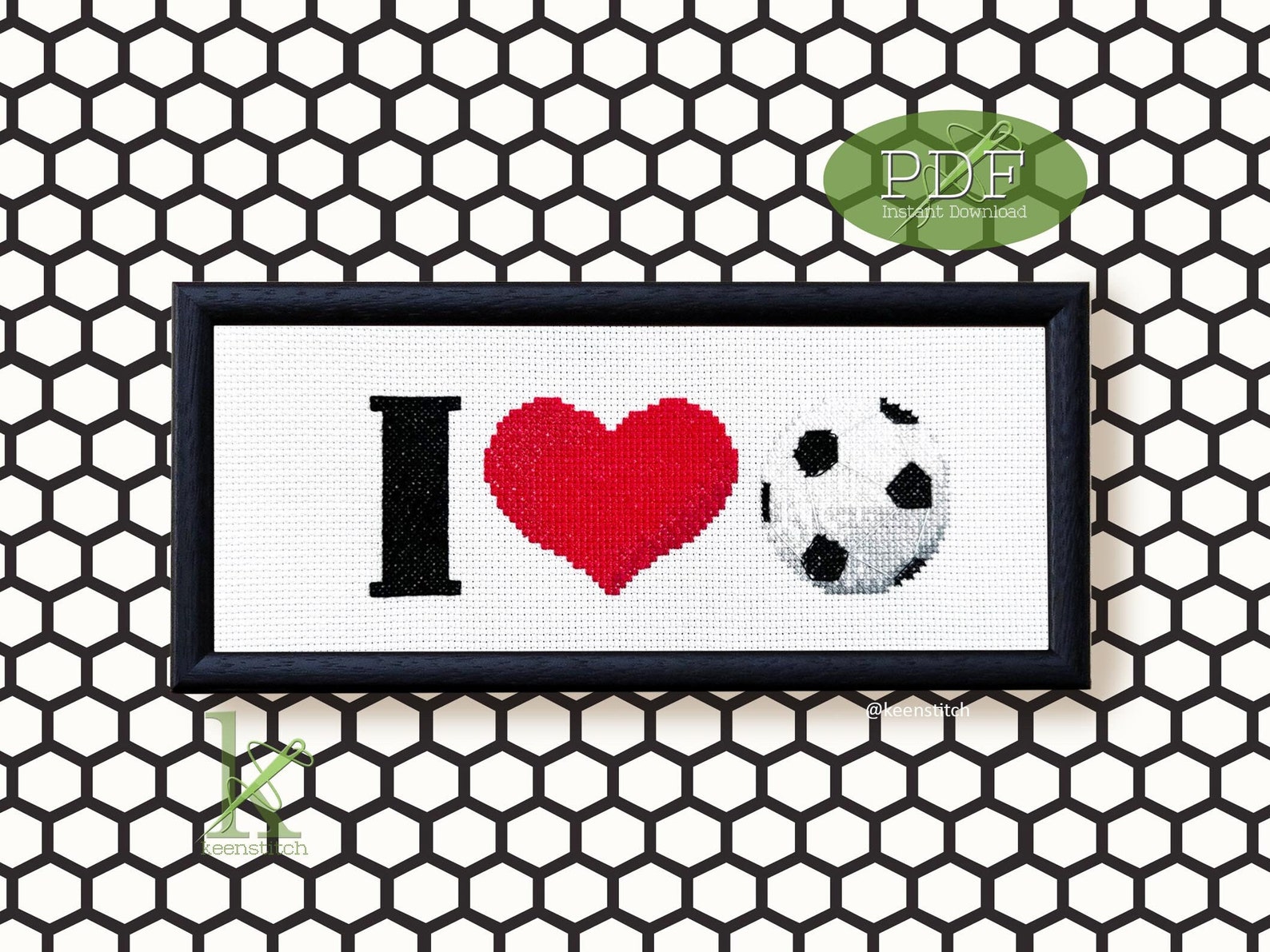 I Heart Soccer a Football Cross Stitch Pattern PDF, Heart, Soccer Ball ...