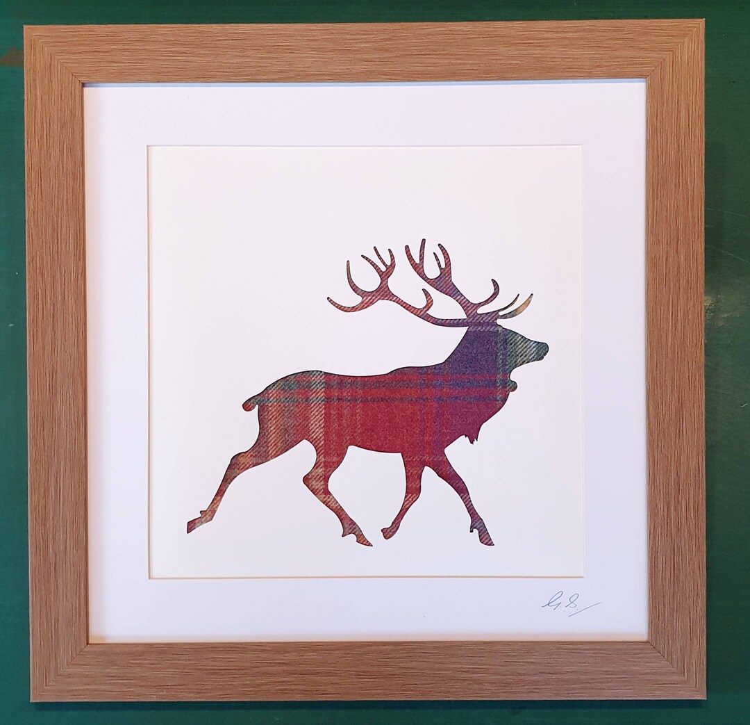 Large Stag Picture With Tweed Backgound - Etsy