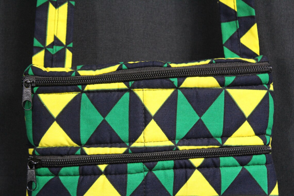 African Bag, African Shoulder Bag in Vivid Green Ankara / Man Bag Made ...