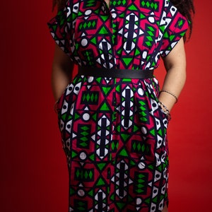 African Dress in Pink Samakaka / African Shirt Dress Made in Africa - Etsy