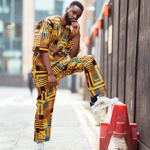 African Outfit- Kente Suit - Wax Print Clothing - Tribal Top - African ...