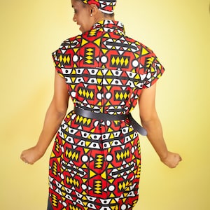 African Print Dress in Electric Red Samakaka / African Dress, Festival ...