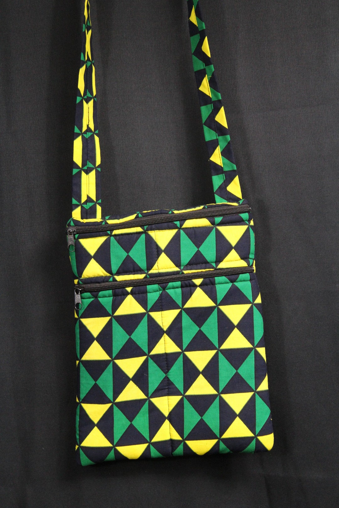African Bag, African Shoulder Bag in Vivid Green Ankara / Man Bag Made ...