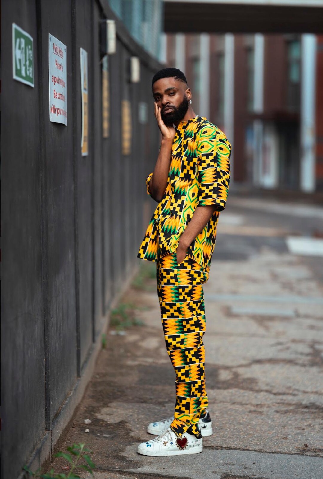 Matching Set, African Suit in Electric Kente Print / African Festival ...