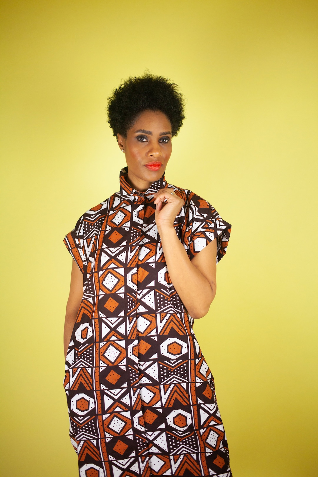 African Dress in Mud Cloth / African Shirt Dress, Festival Dress Made ...