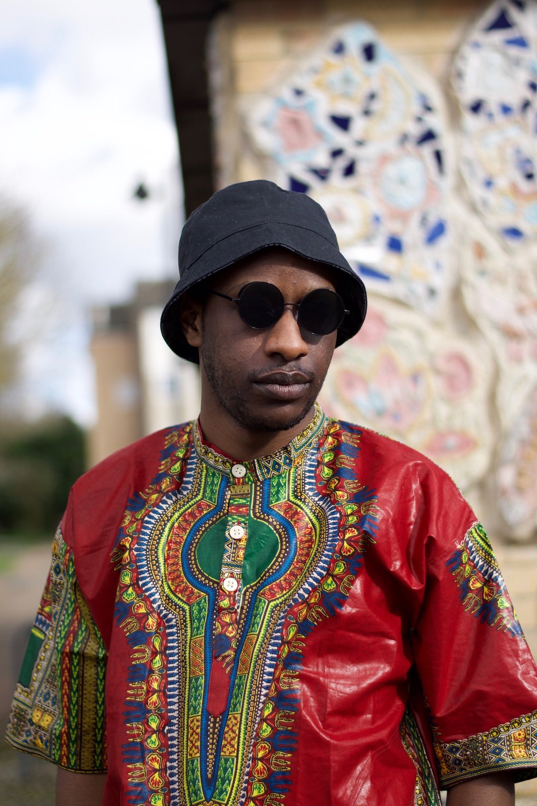 Mens African Print Dashiki Shirt in Red Print / Dashiki Top Made in ...