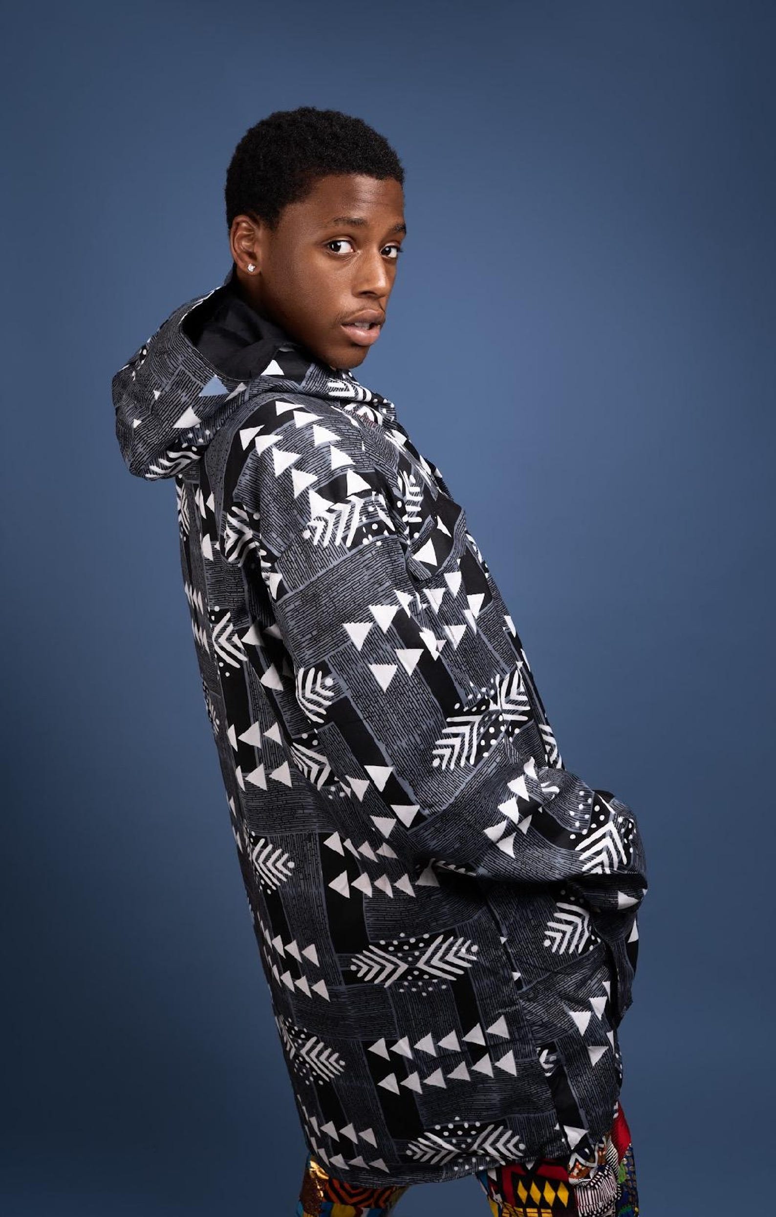 African Coat, African Winter Jacket in Amazing Black and White Kente ...