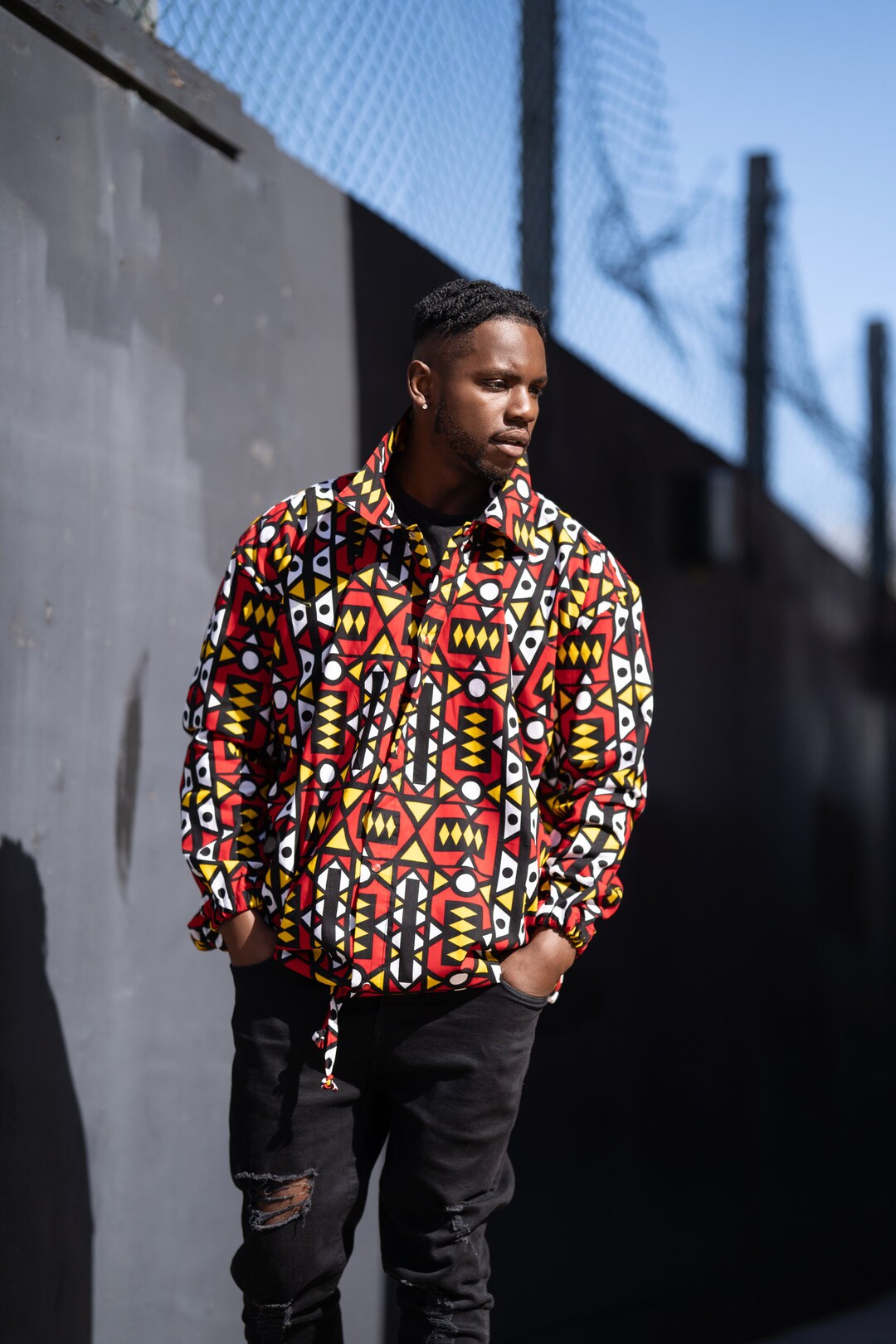 African Puffer Jacket, Winter Jacket in Electric Red / African Winter ...