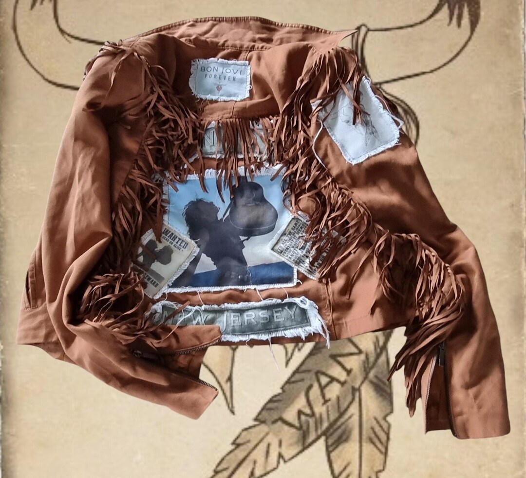 Rock Band Suede Jacket Custom Music Logo Outerwear Bon Jovi Forever ...