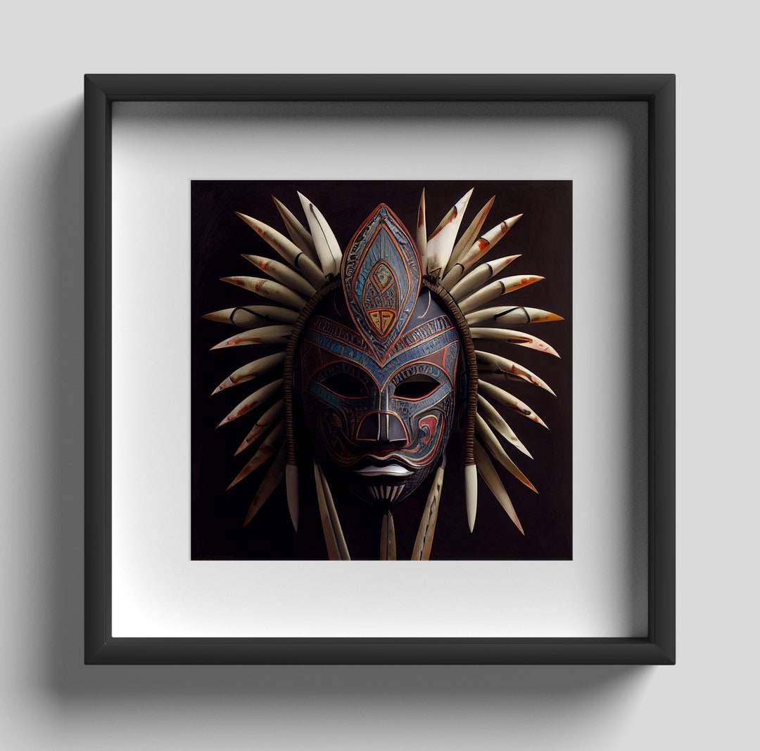 Tribal Mask Water Print - Etsy