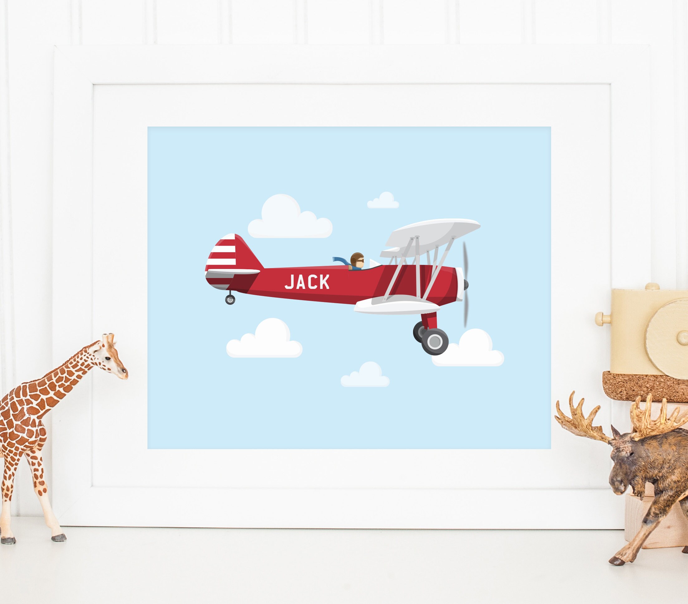 Personalised Childrens Plane Print - Etsy