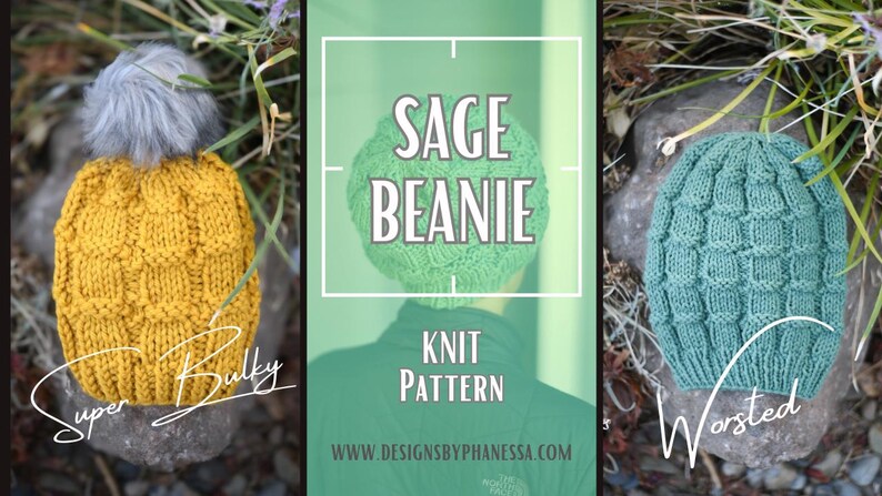 Sage Slouch Beanie PATTERN | Knit Beanie | Knit Pattern | Instant ...