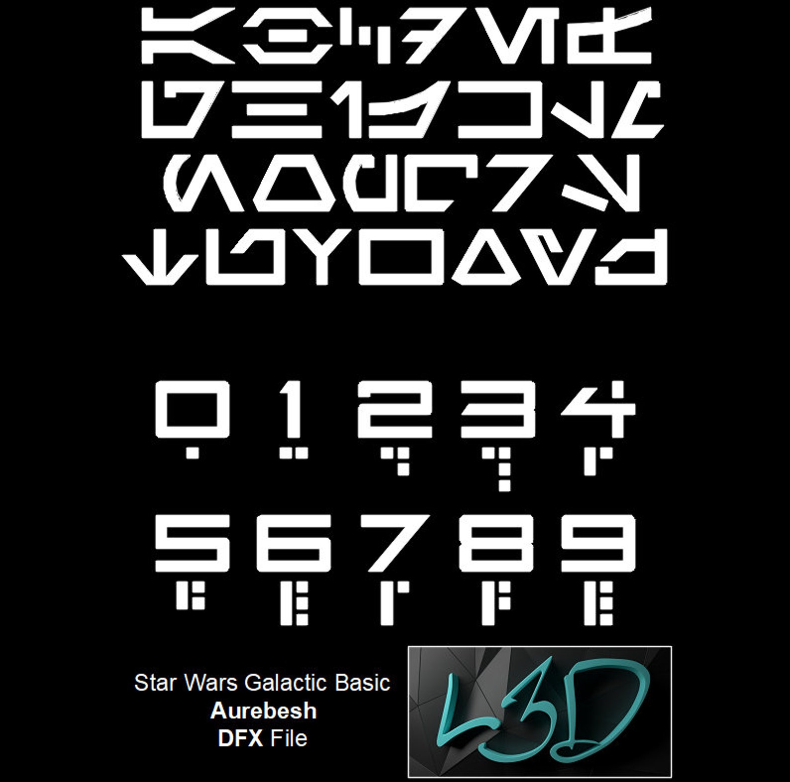 DXF Aurebesh Alphabet Digital File | Etsy