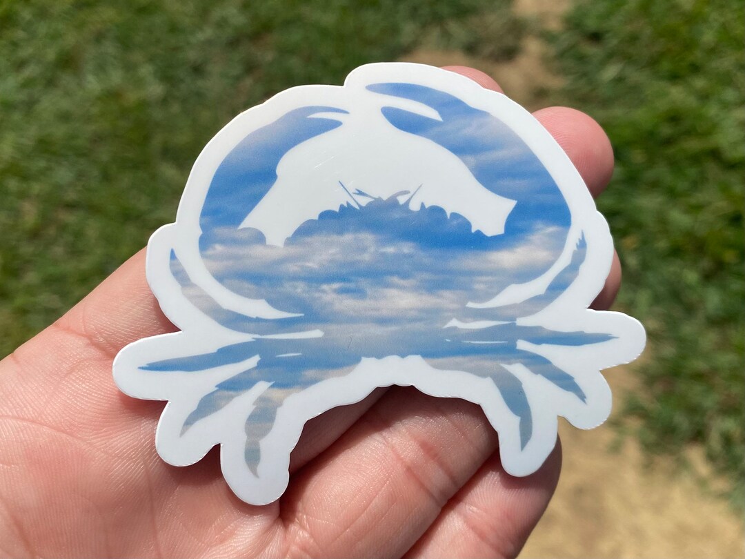 Blue Crab Sticker - Coastal Crab Laptop or Water Bottle Sticker ...