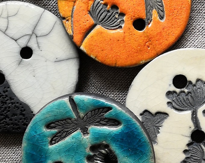 Handmade Buttons Ceramic Buttons Blue Purple Brown Porcelain Buttons ...