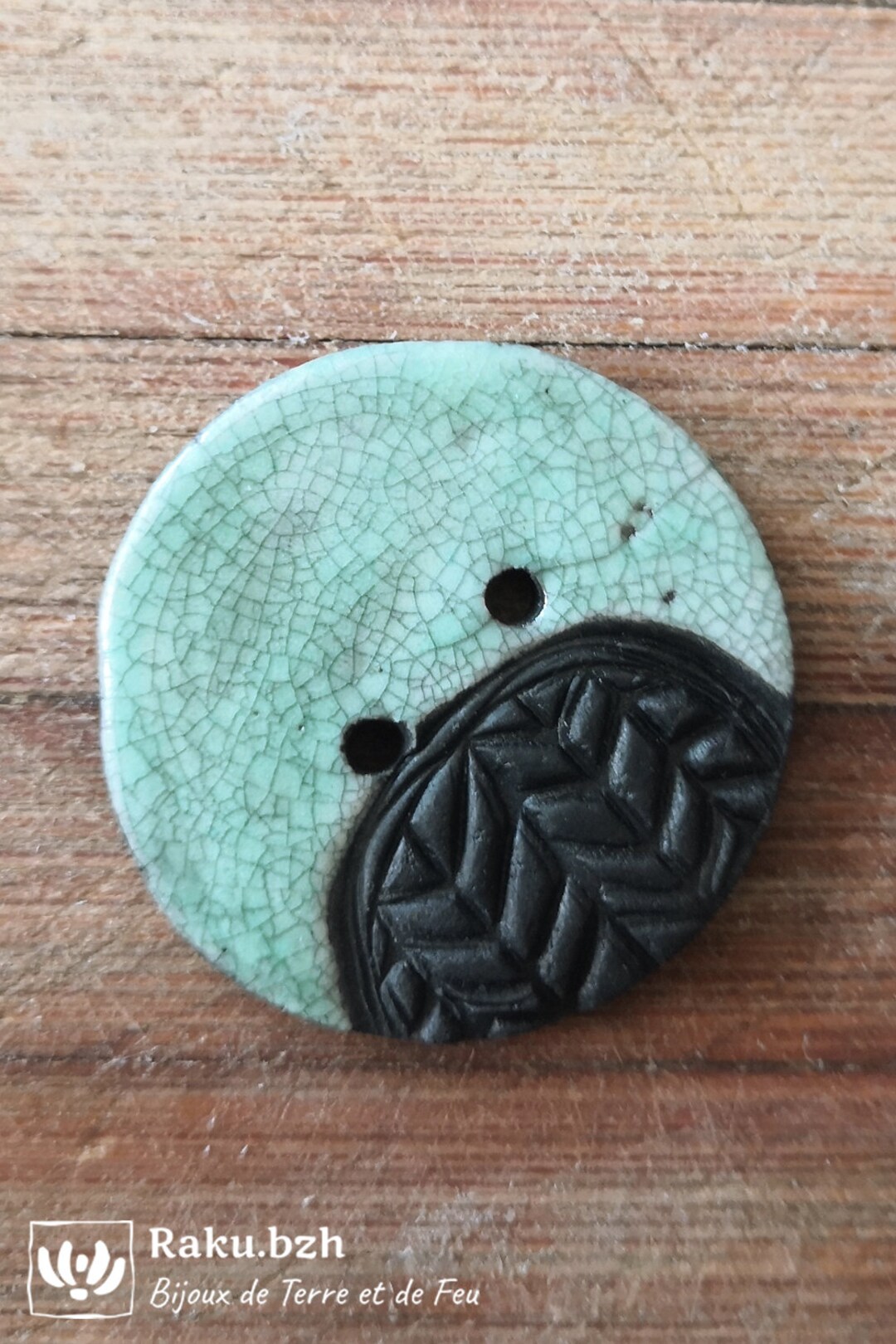 Large Round Button 40mm in Diameter in Handmade Raku Ceramic ...