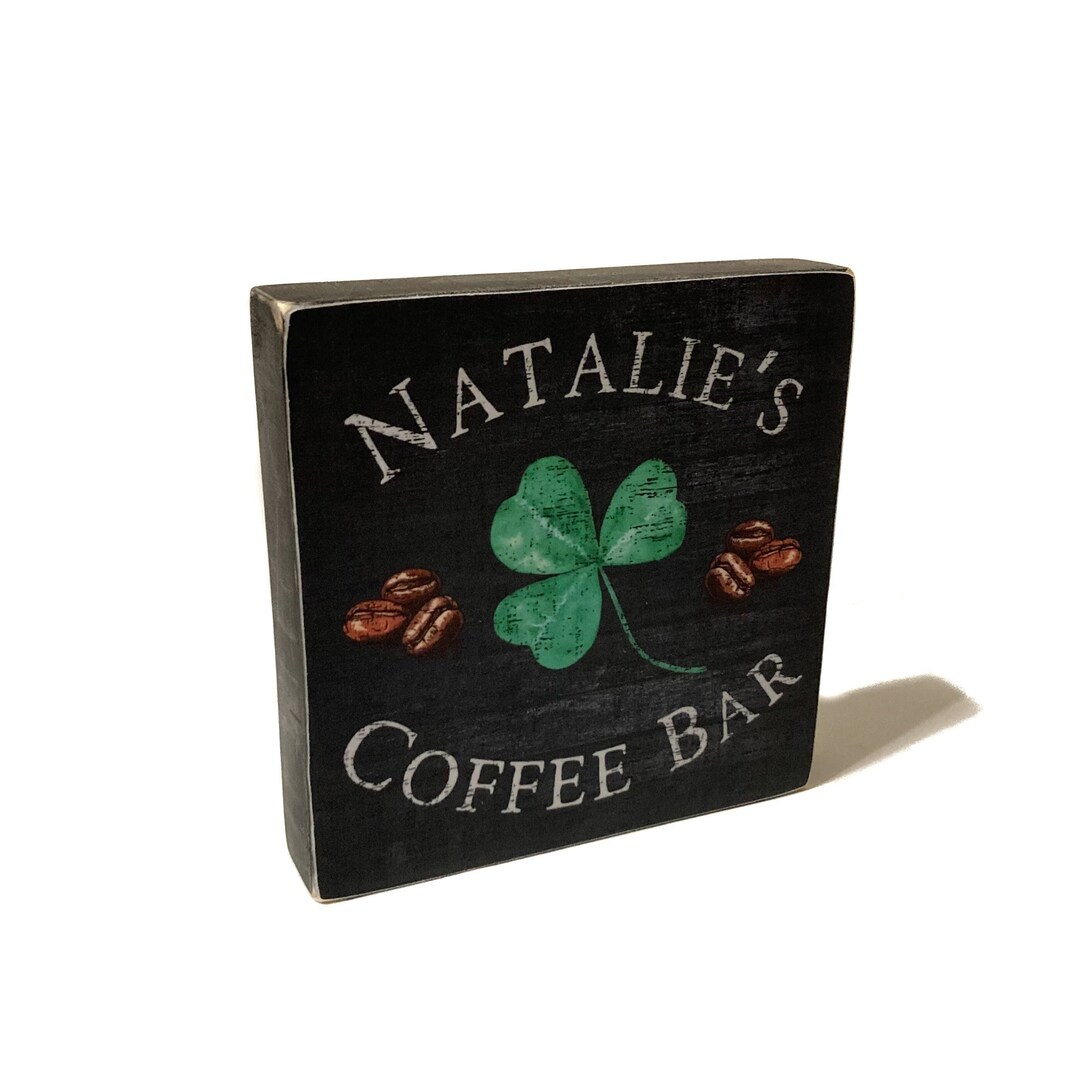 Irish Coffee Bar Sign Small Personalized Coffee Sign With Shamrock Mini ...