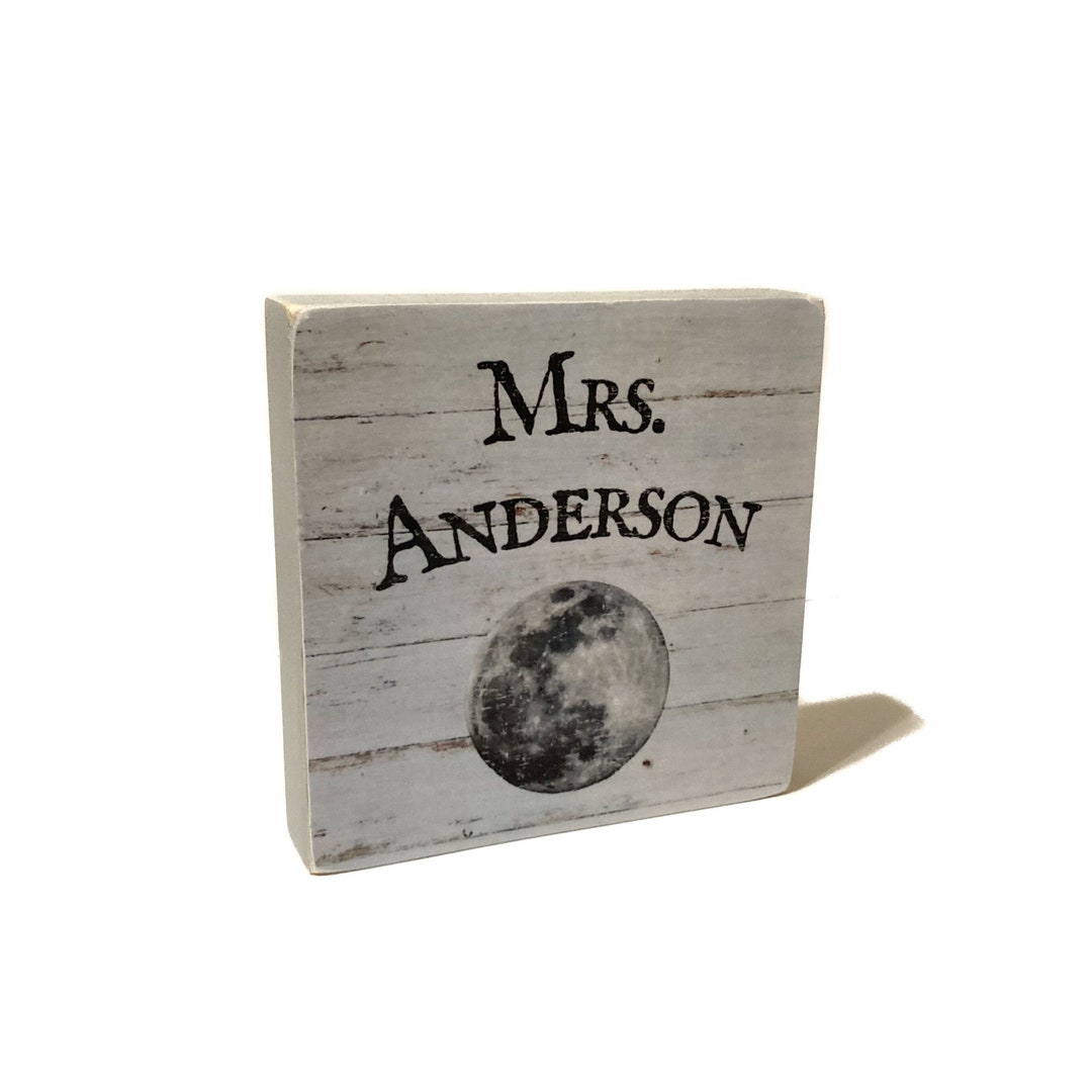 Celestial Moon Name Sign for Desk Teachers Gift Personalized Nameplate ...