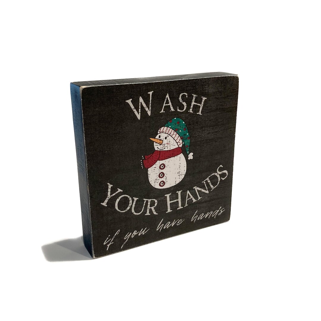 Christmas Bathroom Sign Wash Your Hands Sign Funny Bathroom Decor With ...