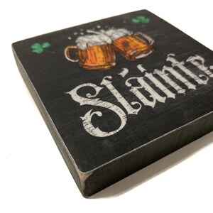 Mini St. Patrick's Day Decor Slainte Small Wood Sign With Shamrock Tiny ...