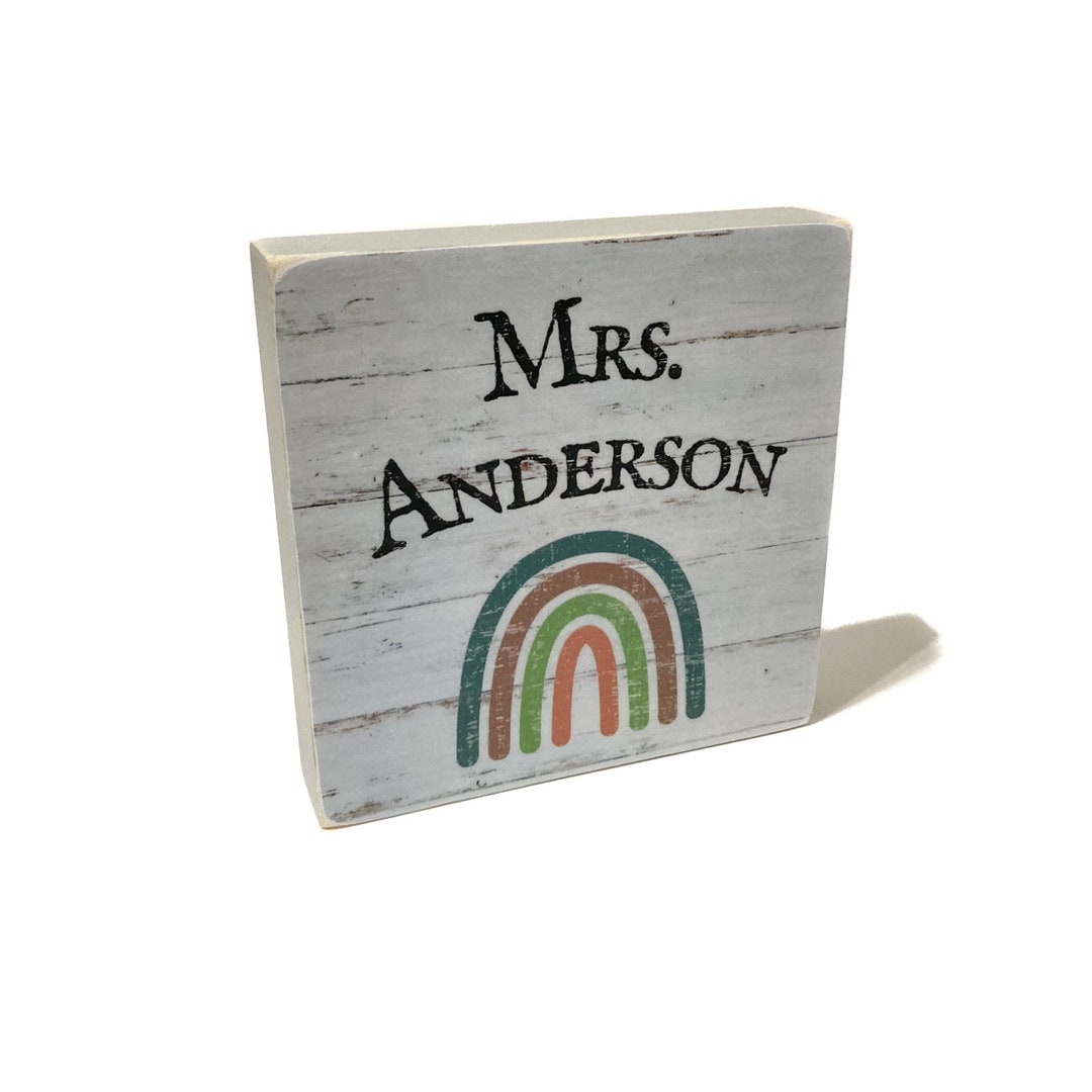 Teacher Nameplate for Desk Rainbow Teachers Gift Personalized Name Sign ...