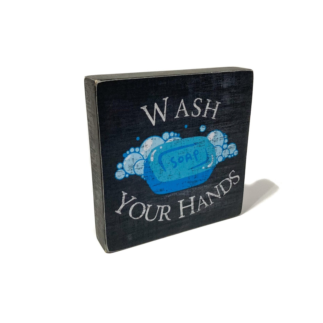 Wash Your Hands Sign Small Bathroom Decor for Kids Mini Wood Sign for ...