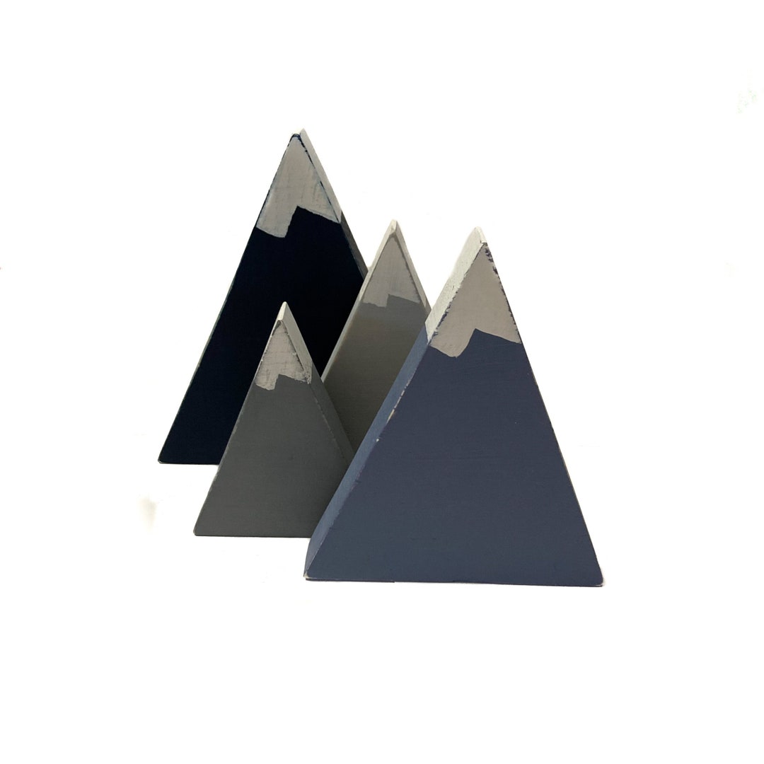 4 Wooden Mountains Minimalist Winter Decoration Rustic Colorado ...