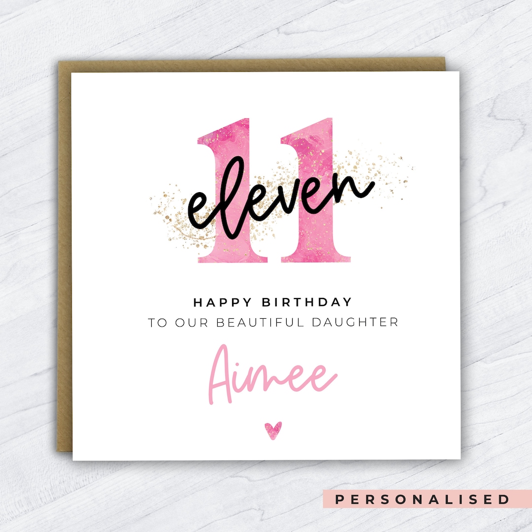 Personalised Girls 11th Birthday Card, 11th Birthday Card for Girls ...