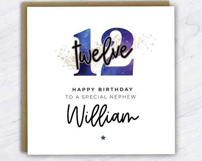 Personalised 12th Birthday Card Twelfth Birthday Card for 12 Year Old ...