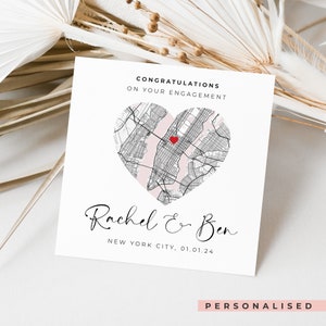 Personalised Engagement Map Card, Engagement Location Map Card, Engaged ...