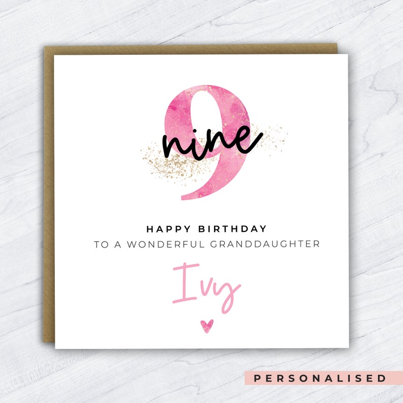 Personalised Girls 9th Birthday Card 9th Birthday Card for - Etsy UK