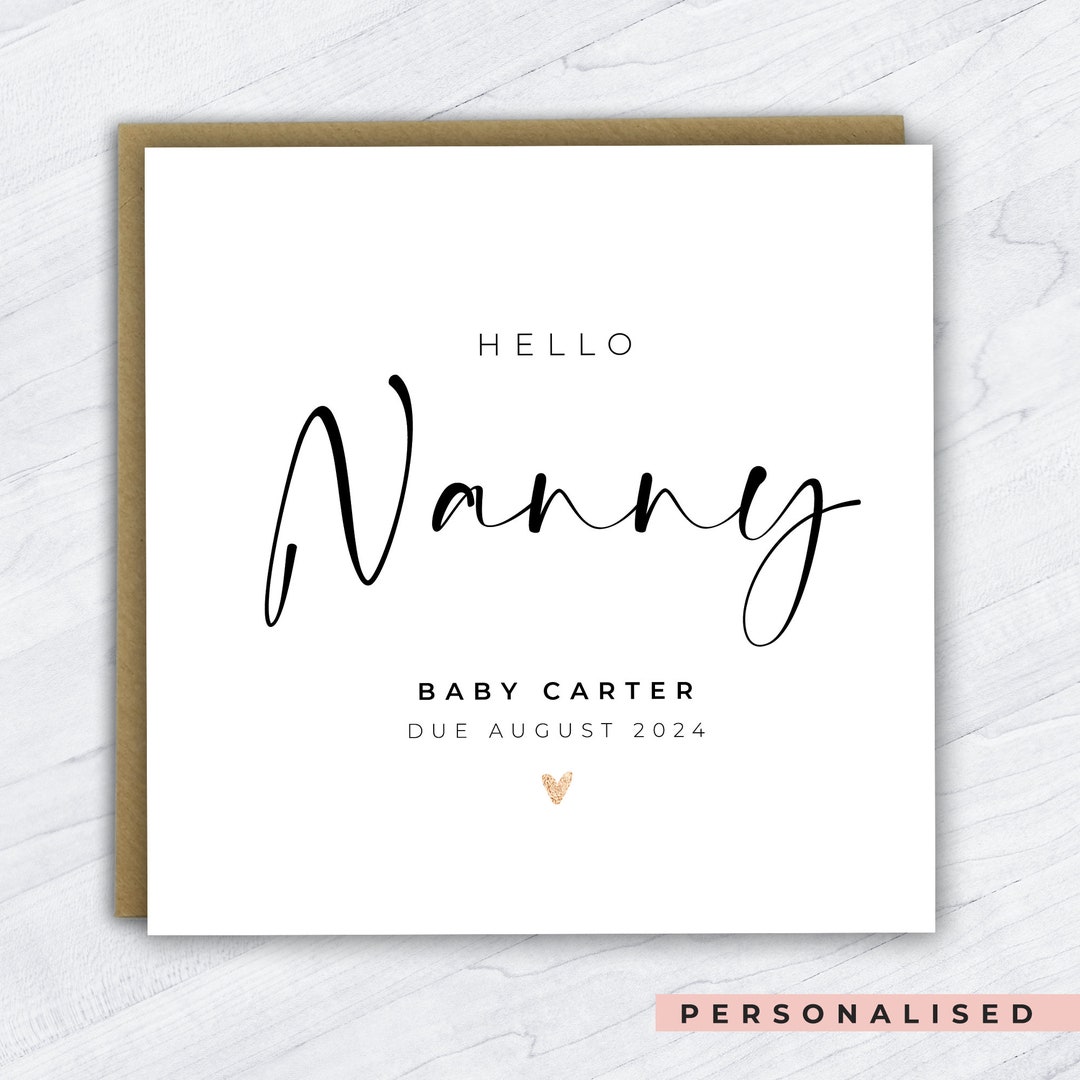 Hello Nanny Pregnancy Reveal Card, Baby Announcement, Baby Surprise ...