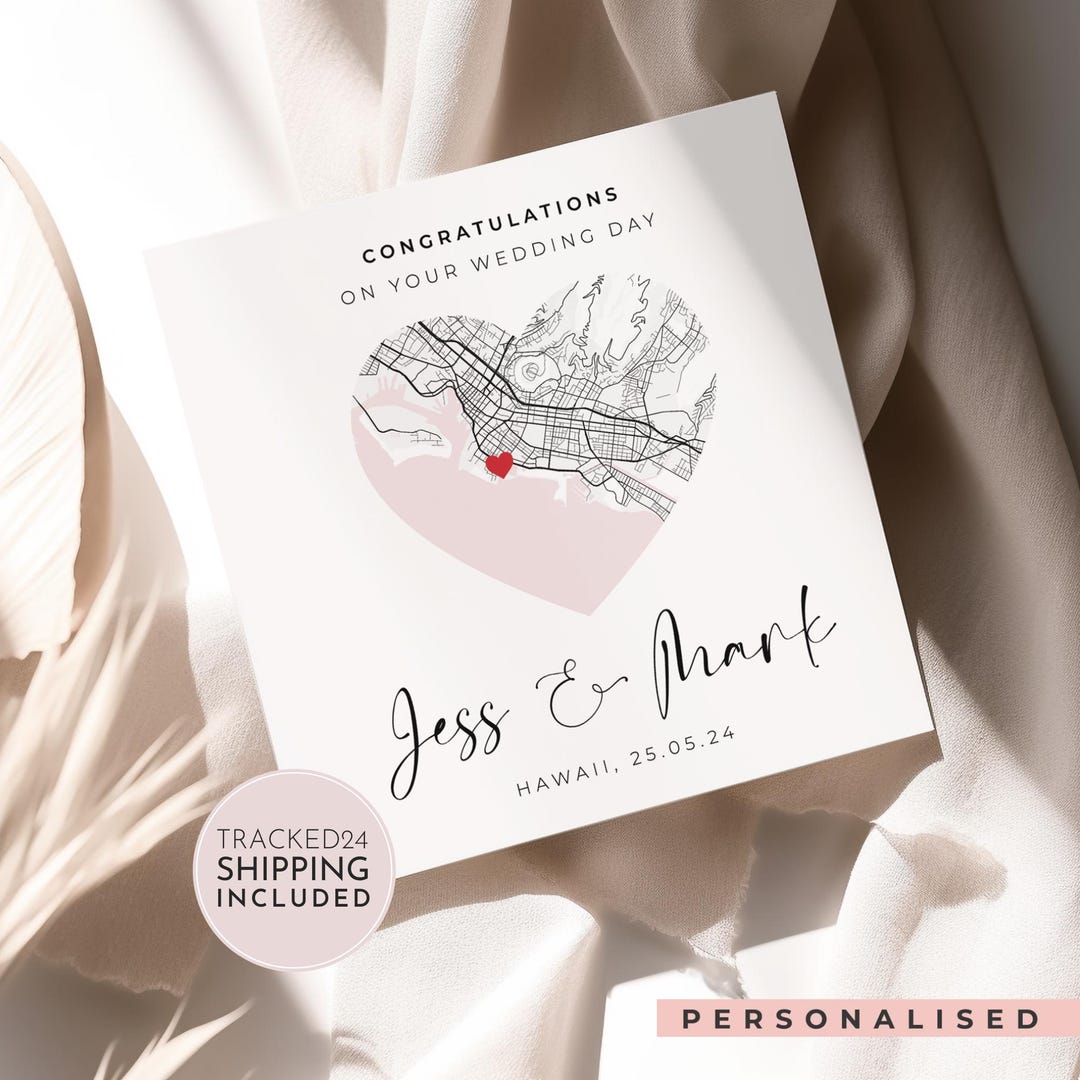 Personalised Wedding Map Card, Wedding Location Map Card, Wedding Card ...