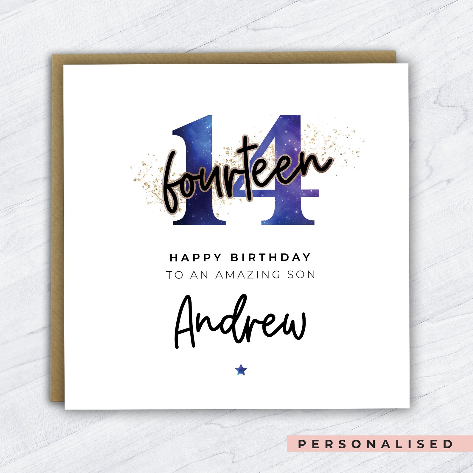 Personalised Boys 14th Birthday Card, 14th Birthday Card for Boys ...